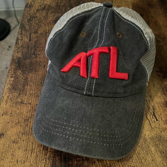 Accessories | Atl Hat In Gray With Embroidered Red Hot Pink Letters ...